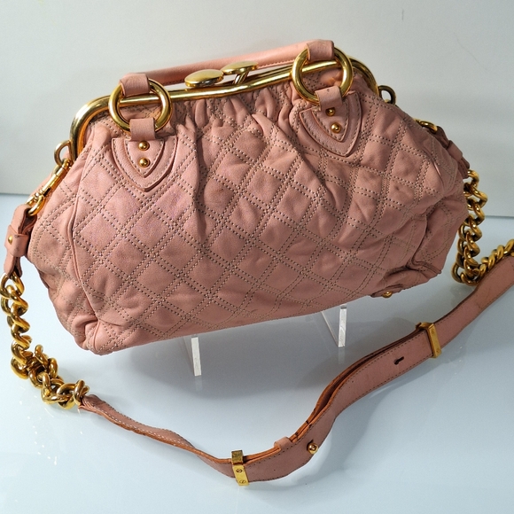 Marc Jacobs | Bags | Marc Jacobs Peach Quilted Leather Stam Satchel ...